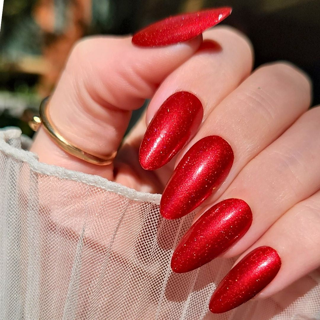 Red Christmas Nail Polish | Shimmery Red Holiday Nails – Kitti Nails